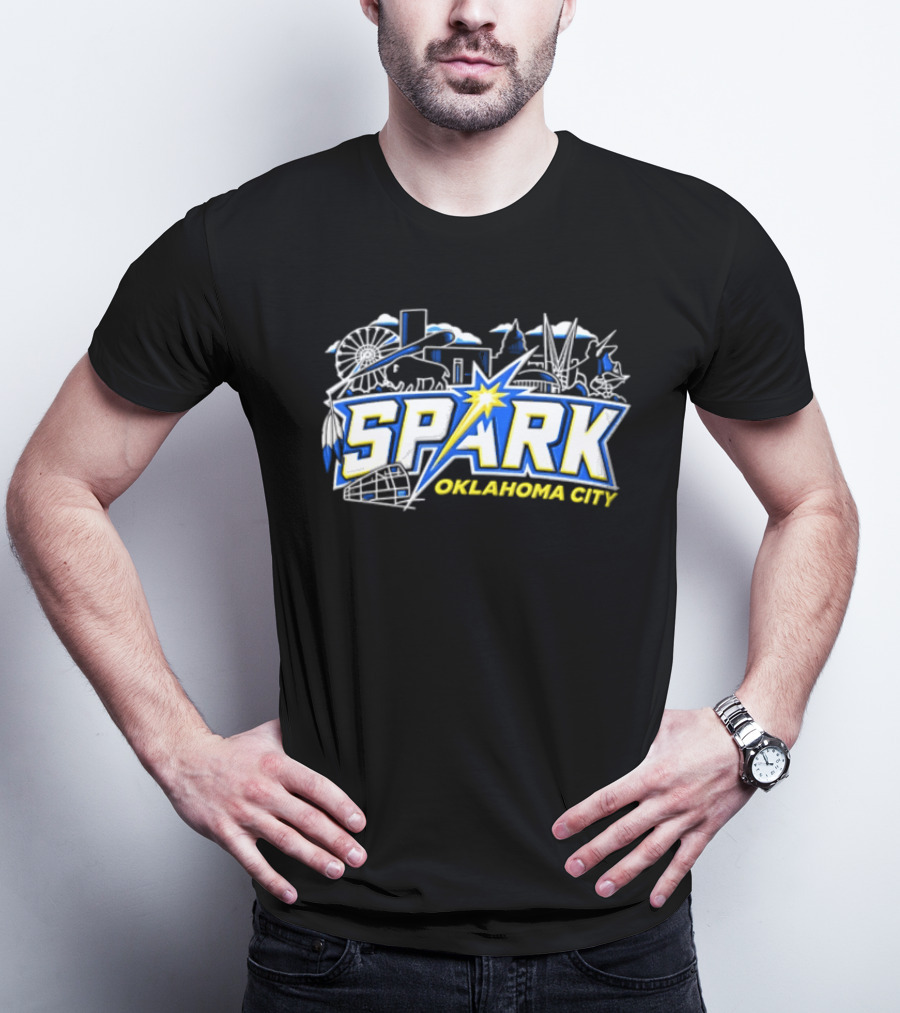 Oklahoma City Spark Softball Team Skyline Landmark Highlights T-Shirt