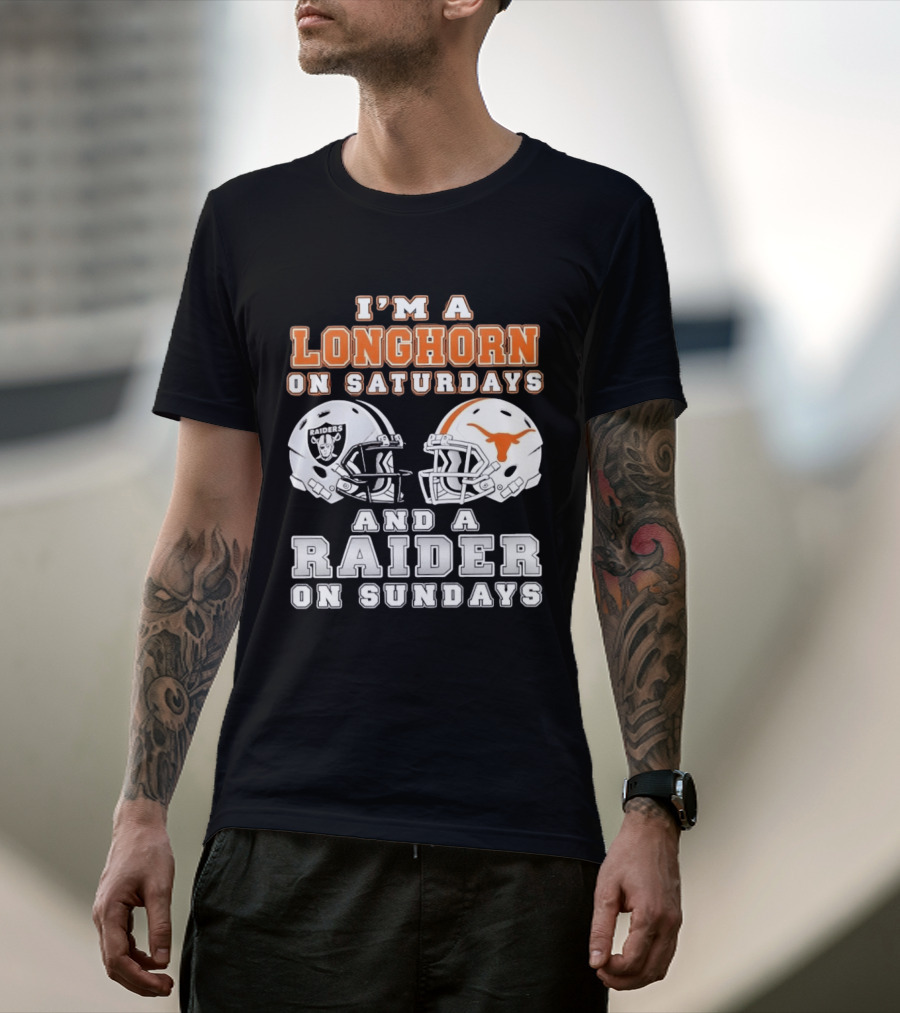Longhorn On Saturdays Raider On Sundays Football Helmets T-Shirt