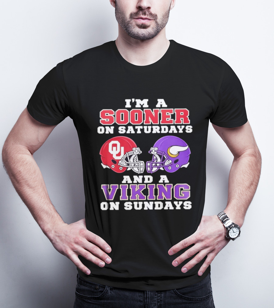 I'm A Sooner On Saturdays And A Viking On Sundays OU Football Helmets T-Shirt