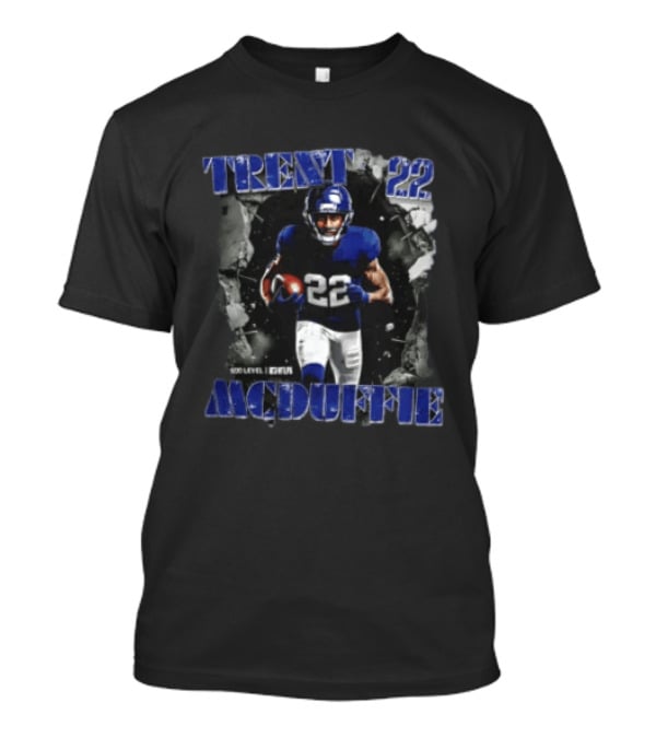 Trent McDuffie 22 Football Player Dynamic Blue Jersey Burst T-Shirt