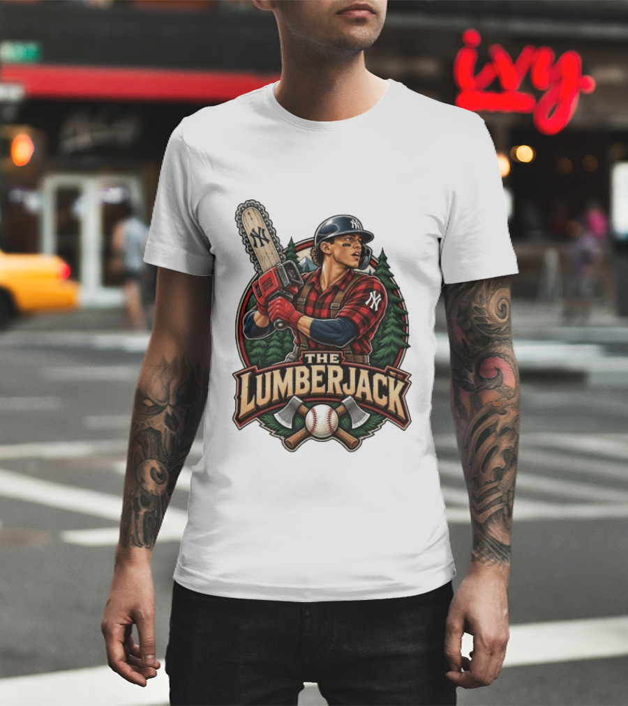 Giancarlo Stanton New York Yankees The Lumberjack Chainsaw Baseball Player T-Shirt