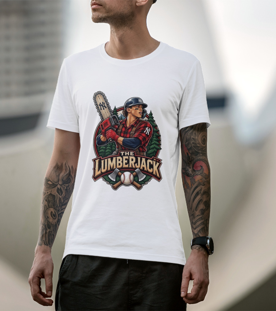 Giancarlo Stanton New York Yankees The Lumberjack Chainsaw Baseball Player T-Shirt
