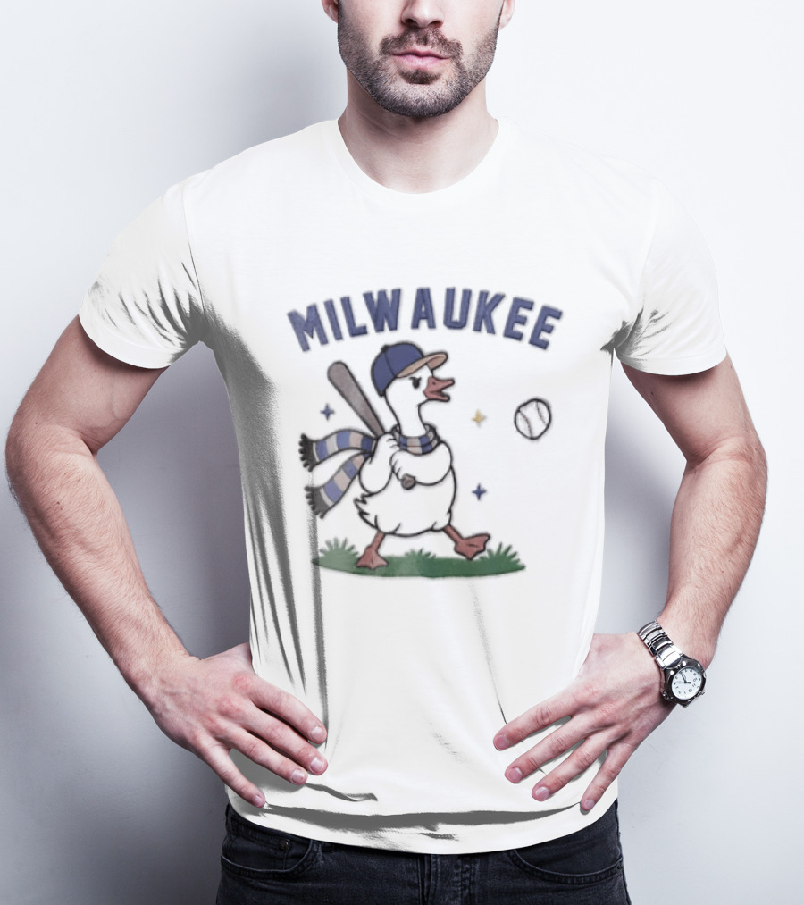 Milwaukee Goose Baseball Cap Scarf And Bat T-Shirt