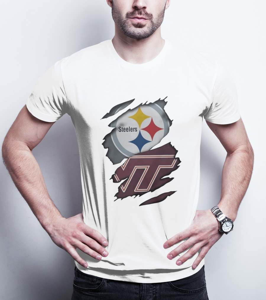 Pittsburgh Steelers Virginia Tech Hokies Distressed T-Shirt