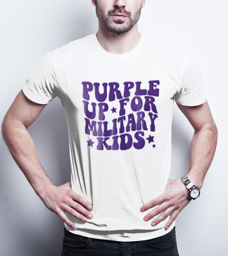 Purple Up For Military Kids Wavy Stars T-Shirt