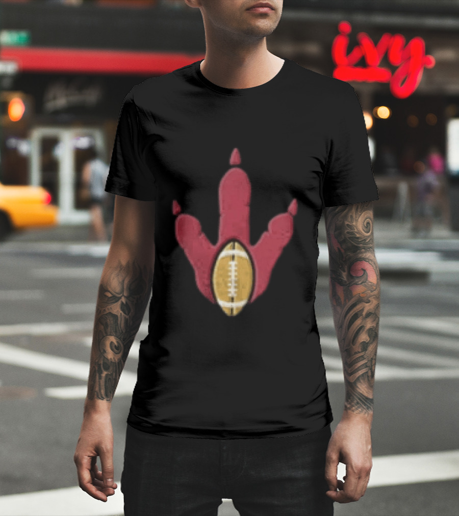 Arizona Cardinals Tyrannosaurus Rex Football Paw Print T-Shirt
