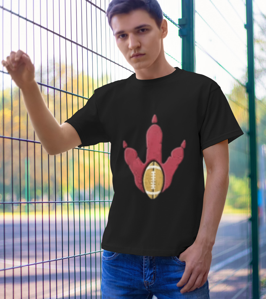 Arizona Cardinals Tyrannosaurus Rex Football Paw Print T-Shirt