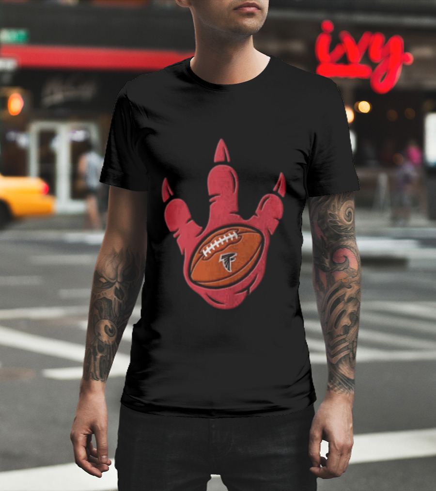 Atlanta Falcons Dinosaur Football Claw Mark With Logo Football T-Shirt