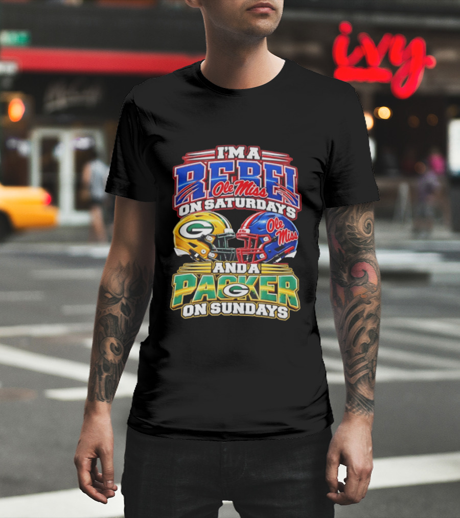 I'm A Rebel Ole Miss On Saturdays And A Packer On Sundays T-Shirt