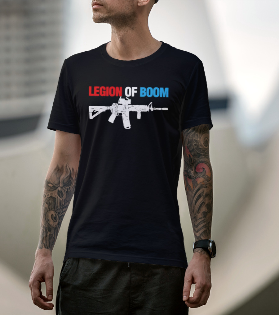 Legion Of Boom Rifle Graphic Red White Blue T-Shirt