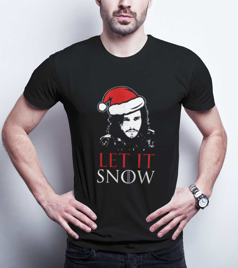 LET It Snow Christmas Jon Snow Game Of Thrones Santa Hat T-Shirt
