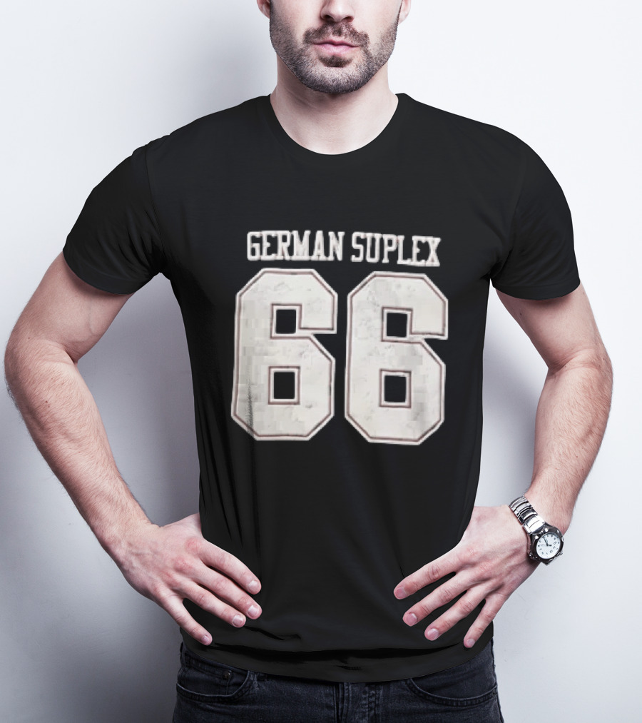 German Suplex 66 Large Varsity Numbers Distressed T-Shirt