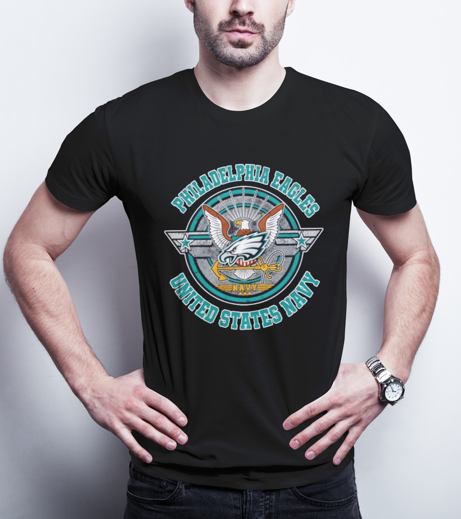 Philadelphia Eagles United States Navy Emblem With Eagle And Anchor T-Shirt