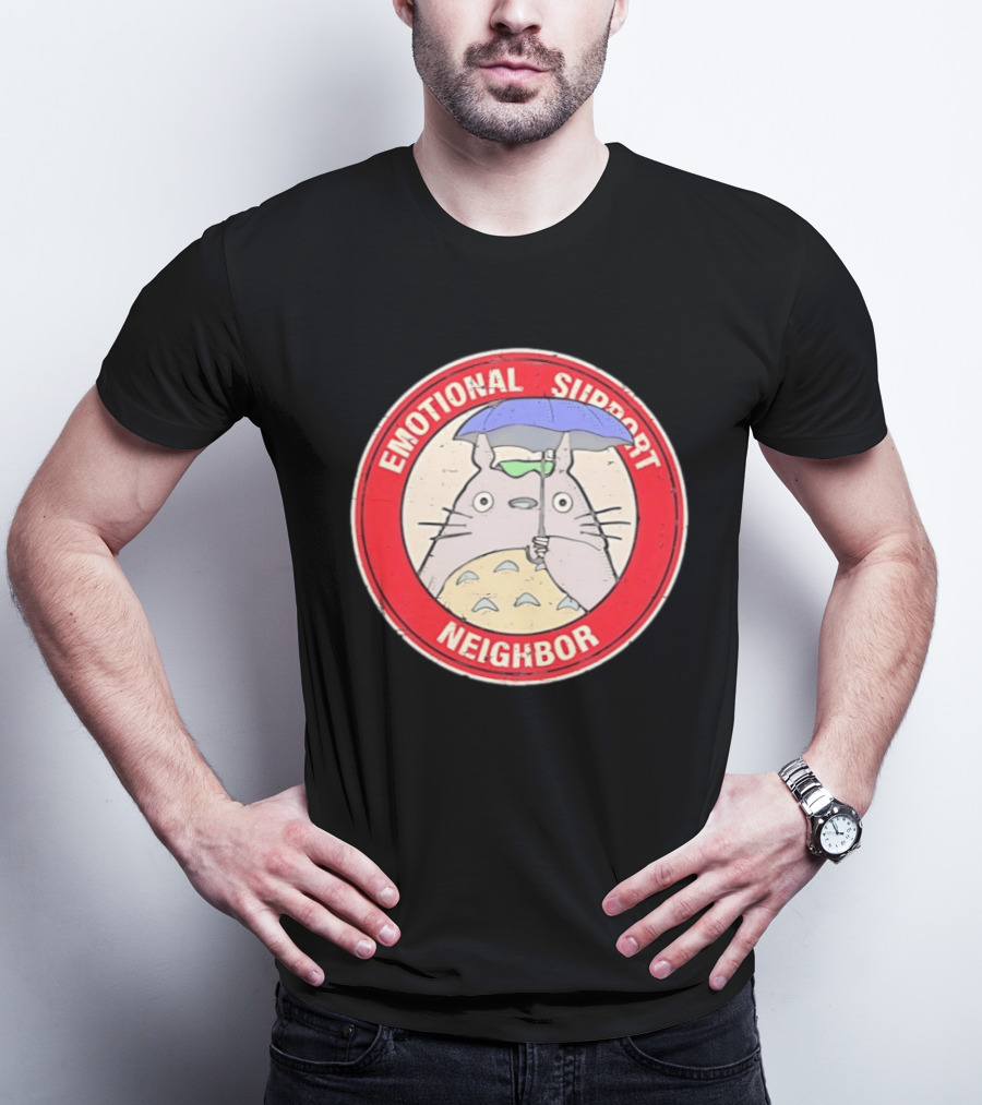 Emotional Support Neighbor Totoro Umbrella Circle T-Shirt