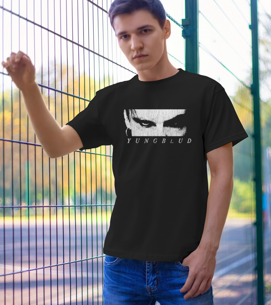Yungblud Letterbox Eyes White Text On Black T-Shirt