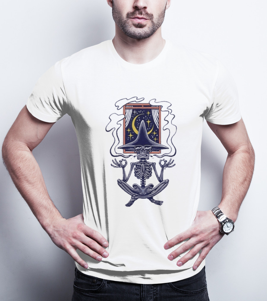 Sturgill Simpson Johnny Blue Skies Namaste Tour 2025 Skeleton Meditation Moon And Stars T-Shirt