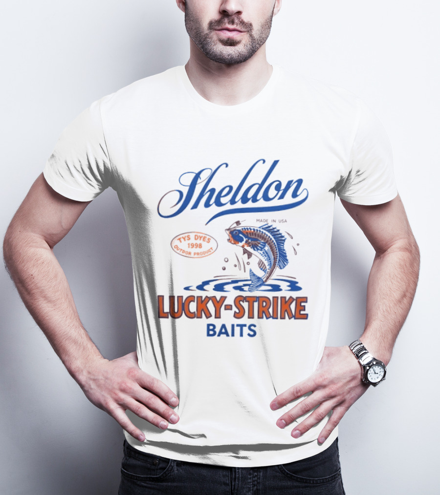 Sheldon Lucky Strike Baits Fishing Made In USA Bass Jumping Water T-Shirt