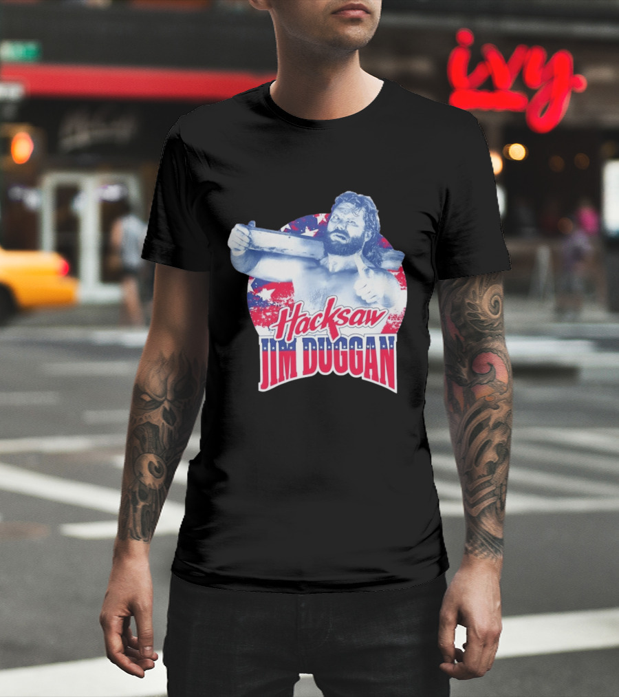 Hacksaw Jim Duggan American Flag Stars And Stripes T-Shirt