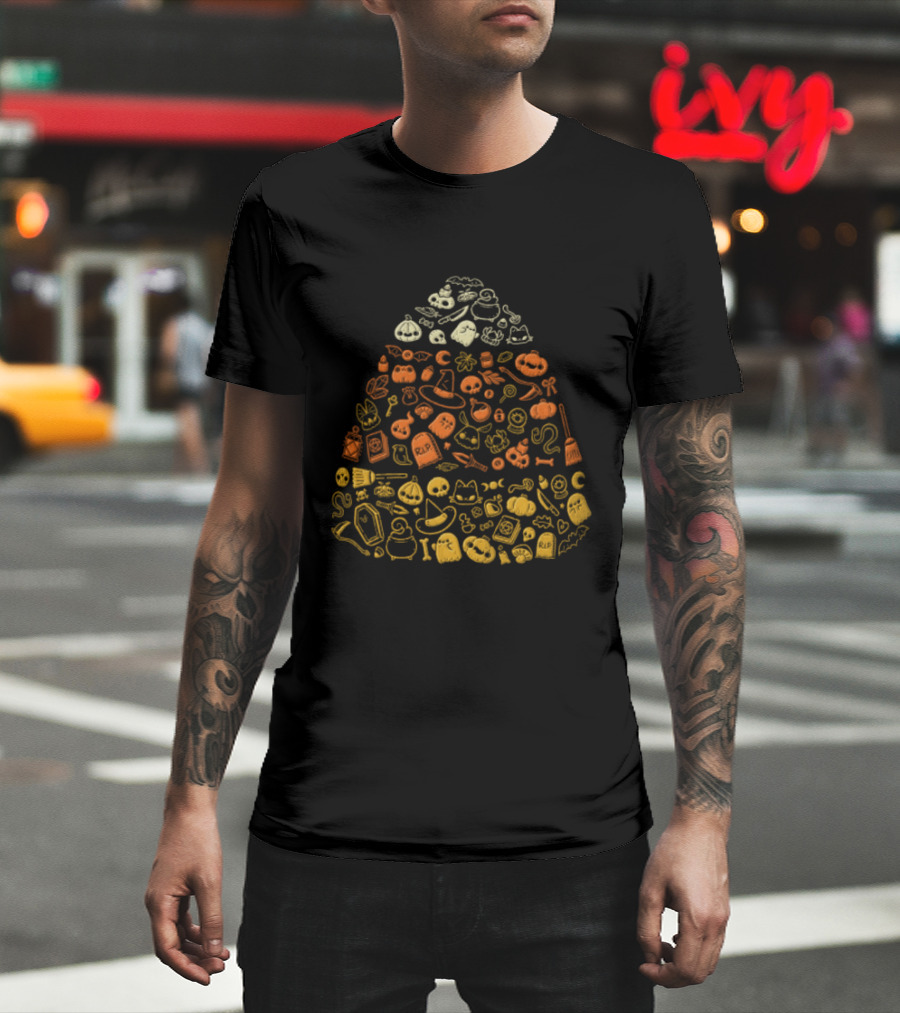 Halloween Candy Corn Cute Pumpkin Ghosts Witches Broomsticks T-Shirt