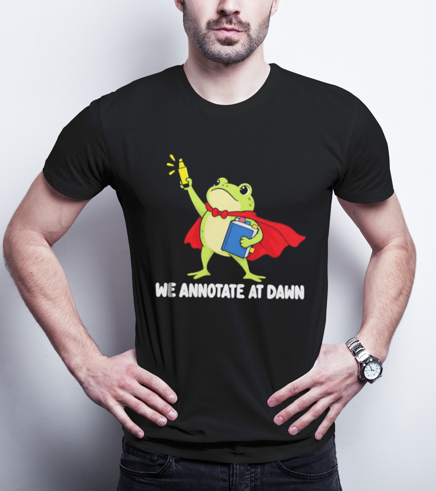 Frog We Annotate At Dawn Superhero Cape Notebook T-Shirt