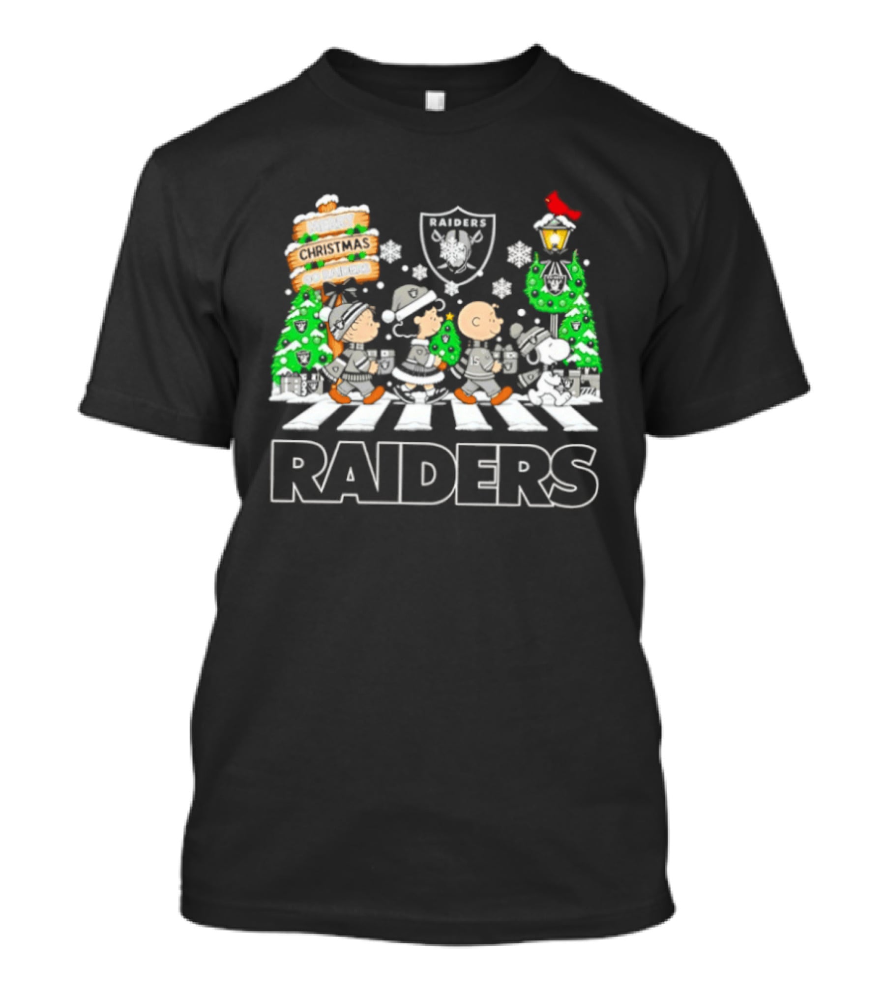 Las Vegas Raiders Peanuts Abbey Road Christmas Collaboration T-Shirt