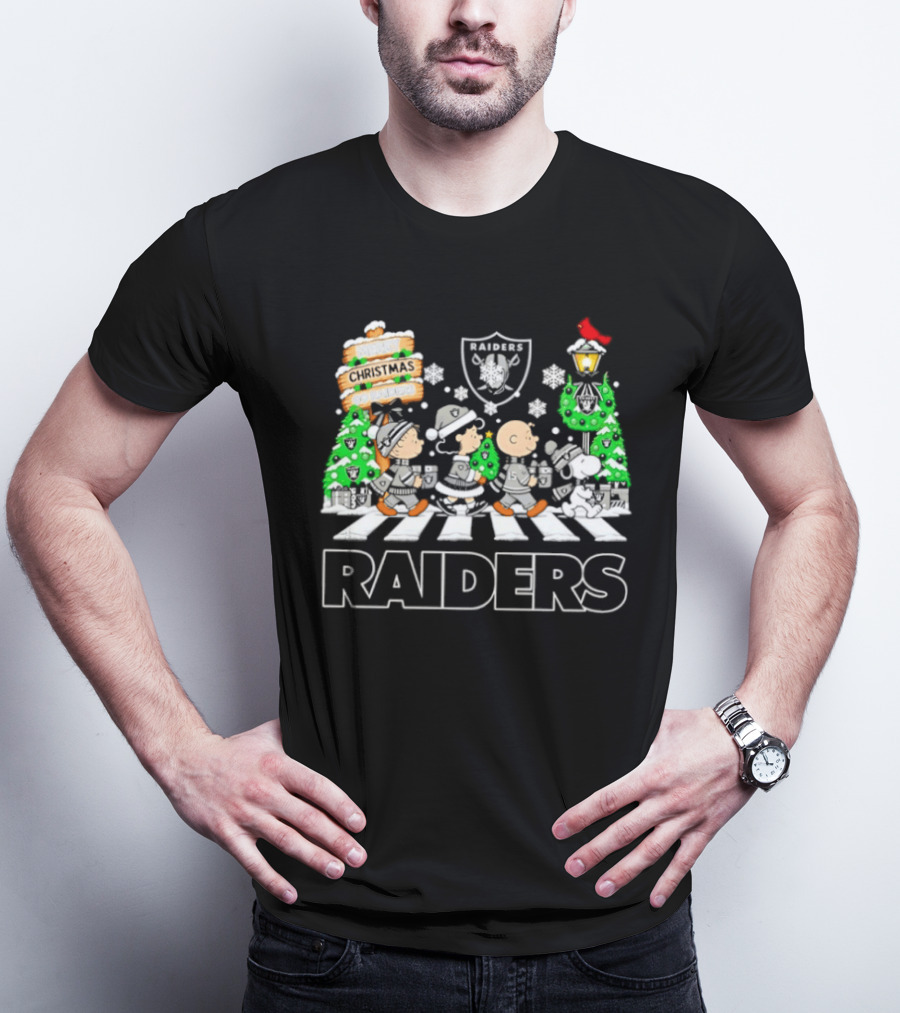 Las Vegas Raiders Peanuts Abbey Road Christmas Collaboration T-Shirt
