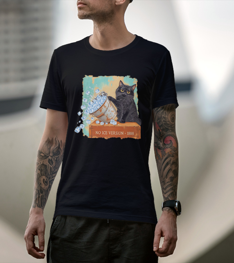 No Ice Version 1888 Van Gogh Cat With Ice Bucket T-Shirt