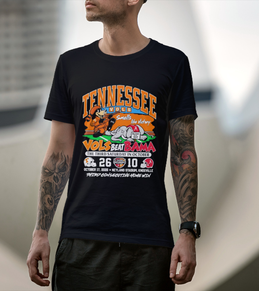 Tennessee Vols Beat Bama 26 10 Smells Like Victory October 17 Neyland Stadium T-Shirt