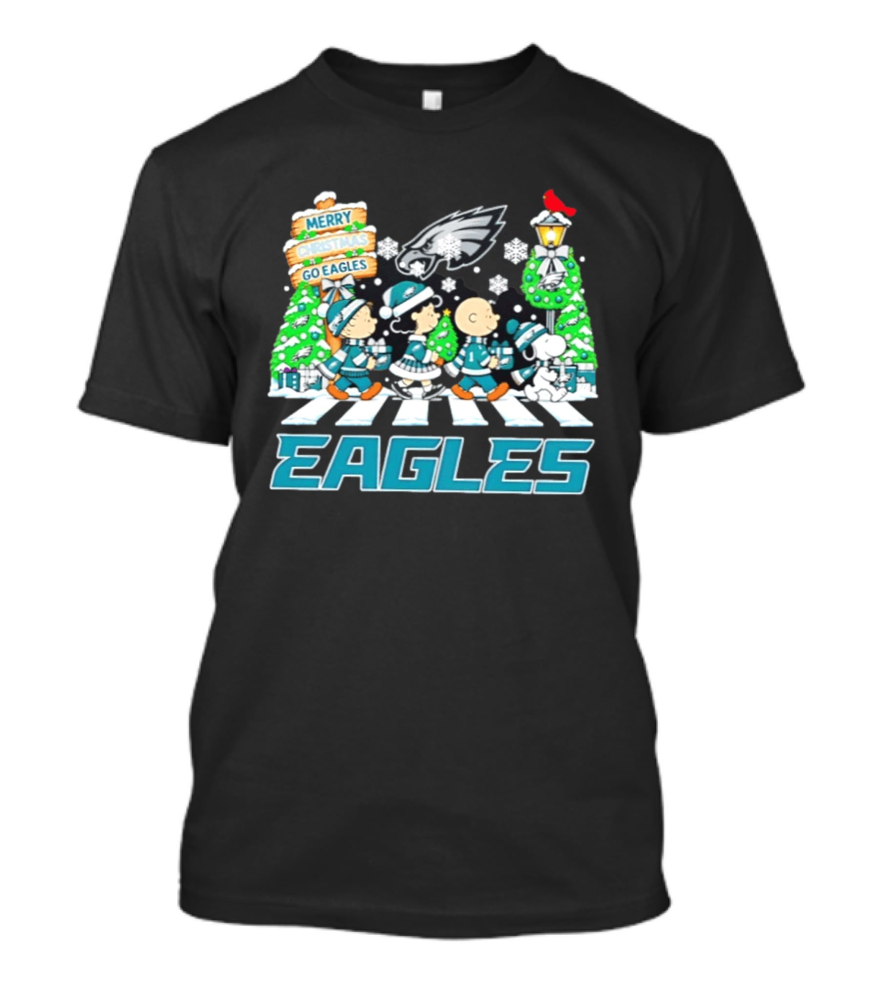 Eagles Peanuts Christmas Abbey Road Merry Christmas Go Eagles T-Shirt