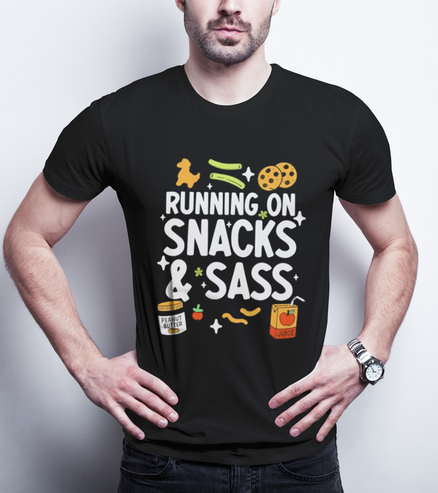 Running On Snacks & Sass Gummy Bears Juice Box Chips Cookies T-Shirt