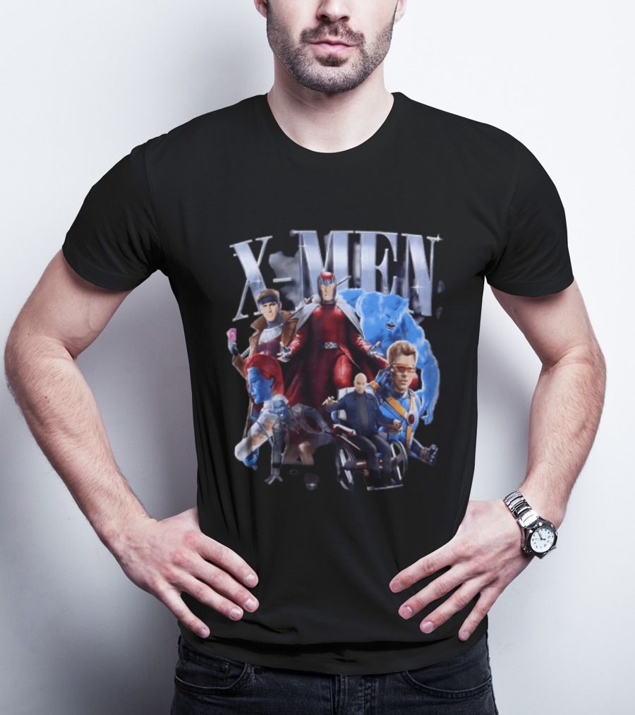 X Men Superheroes Group In Action Poses Magneto Professor X Cyclops Beast Mystique T-Shirt