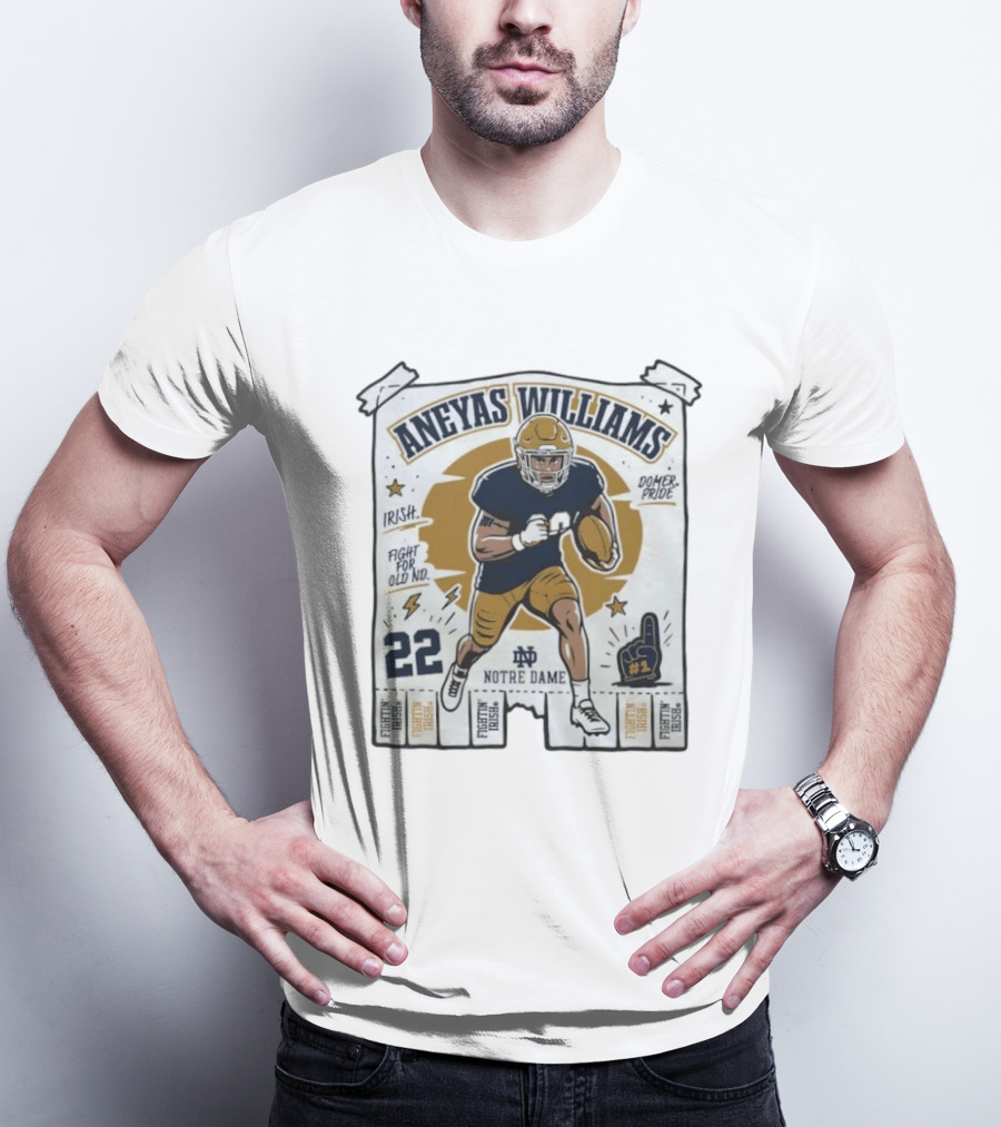 Aneyas Williams 22 Notre Dame Fighting Irish Football Irish Domer Pride T-Shirt