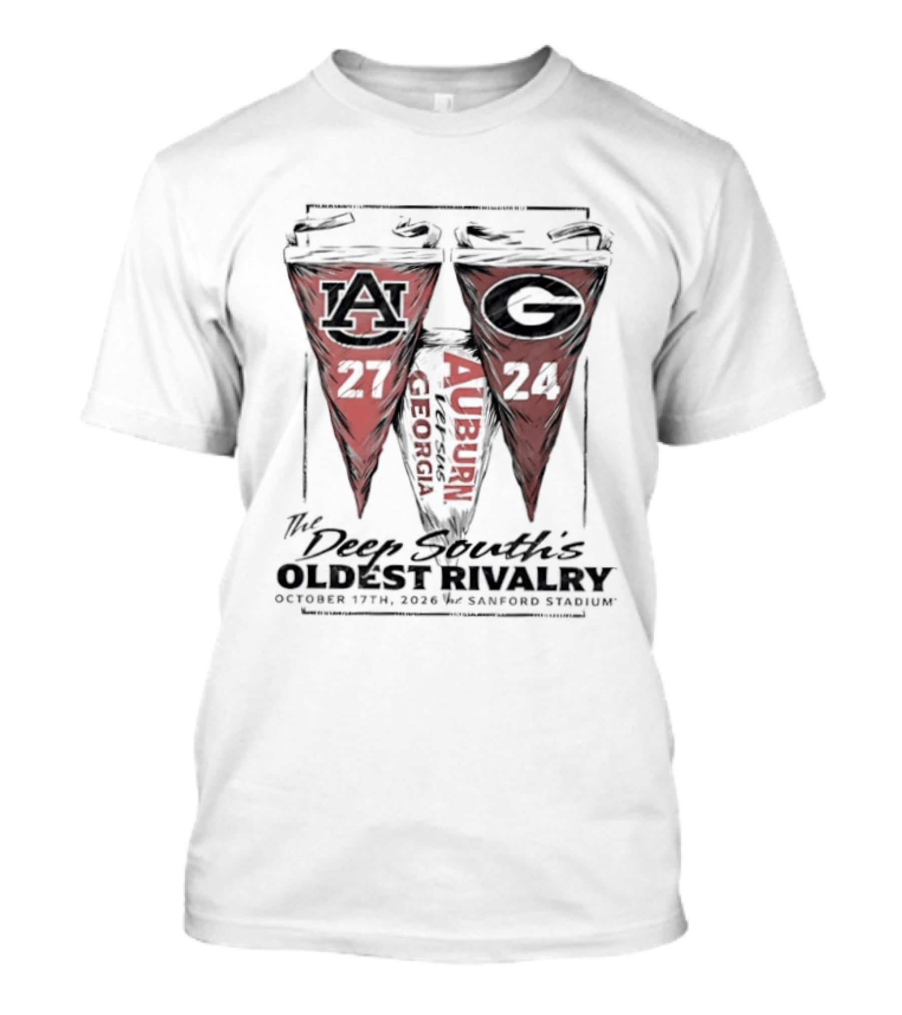 Auburn Vs Georgia Deep South's Oldest Rivalry October 17th 2026 Sanford Stadium T-Shirt