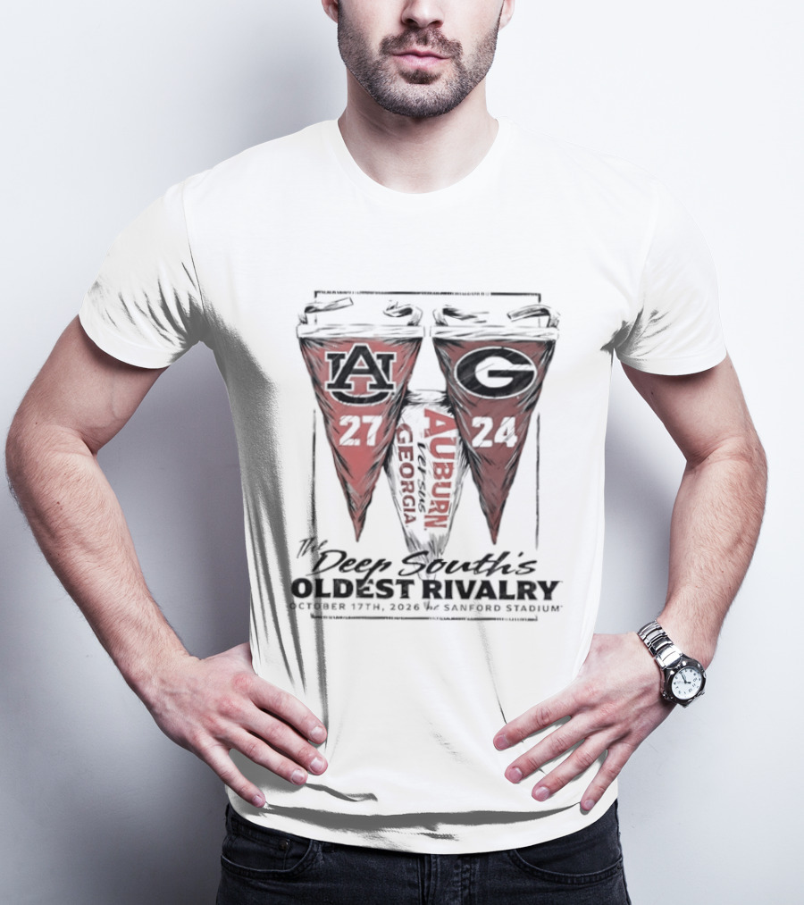 Auburn Vs Georgia Deep South's Oldest Rivalry October 17th 2026 Sanford Stadium T-Shirt