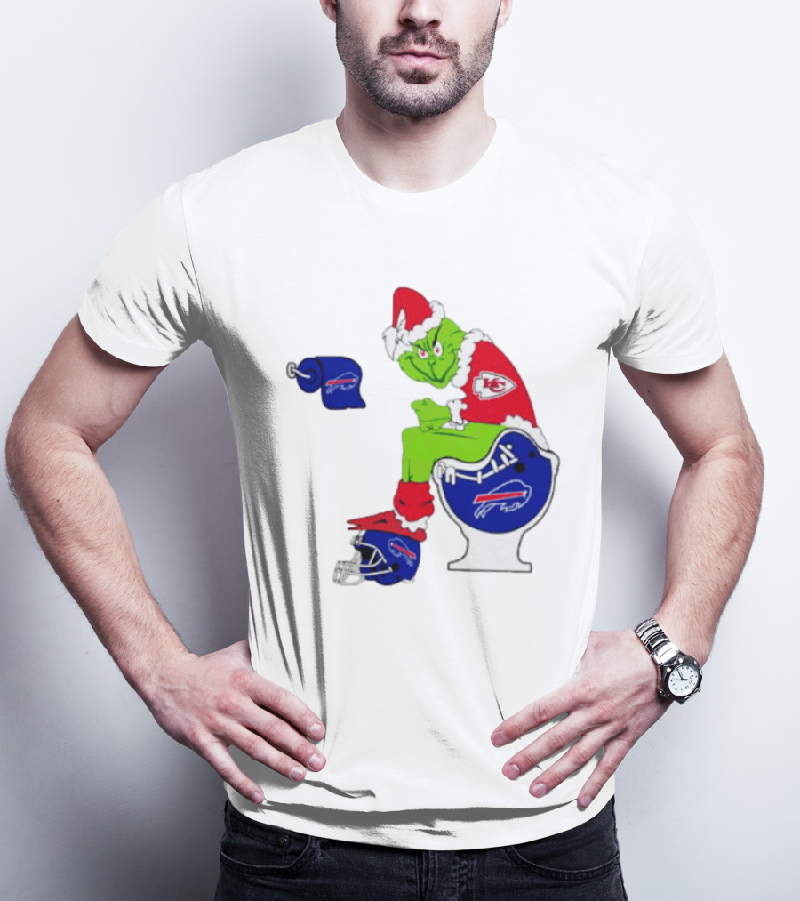 Kansas City Chiefs Grinch Sitting On Buffalo Bills Toilet Football T-Shirt
