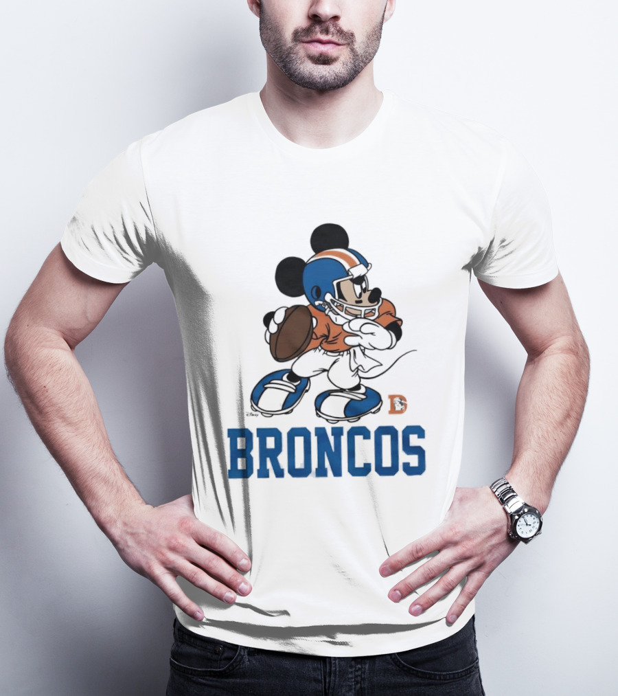 Mickey Mouse Denver Broncos Quarterback Broncos D Football T-Shirt