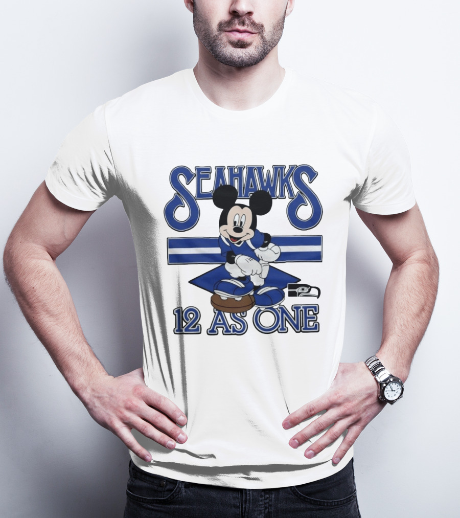 Seahawks Mickey Mouse 12 As One Football Collaboration T-Shirt