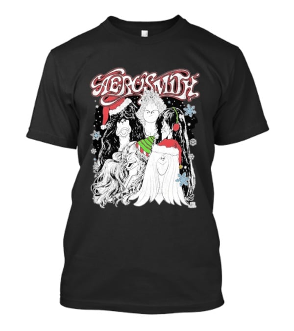 Aerosmith Draw The Line Christmas Santa Hats Snowflakes T-Shirt
