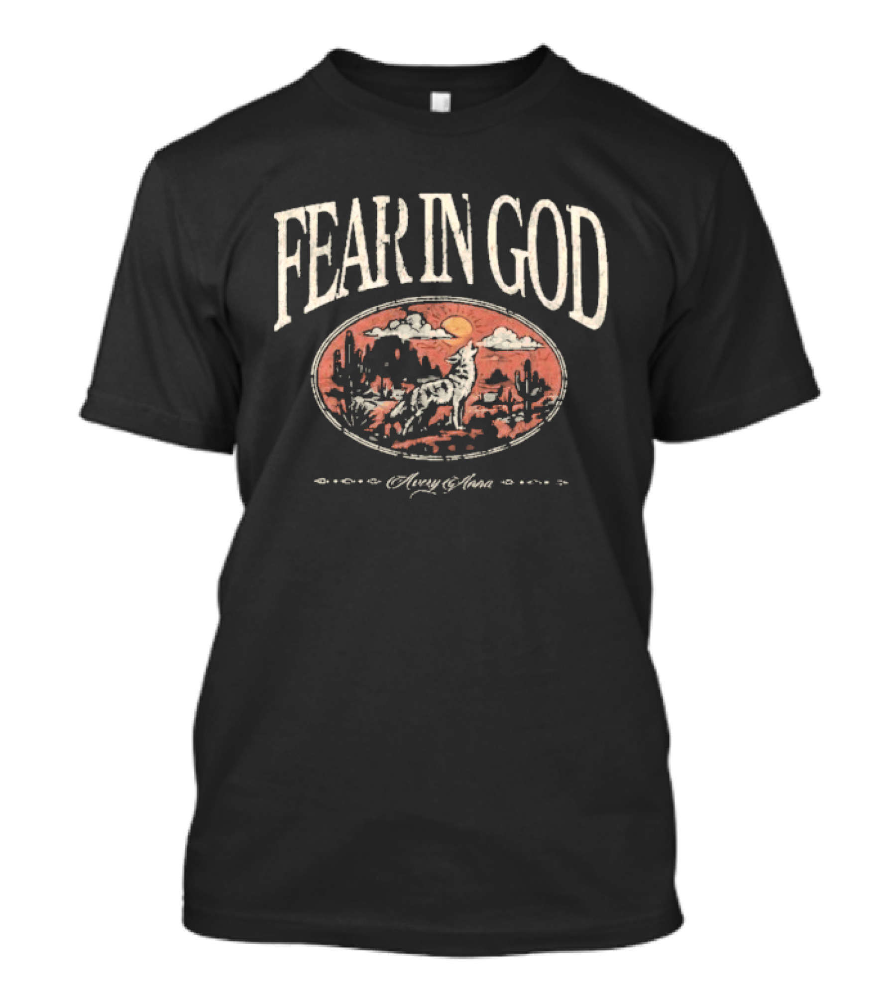 Fear In God Coyote Avery Anna Desert Scene T-Shirt