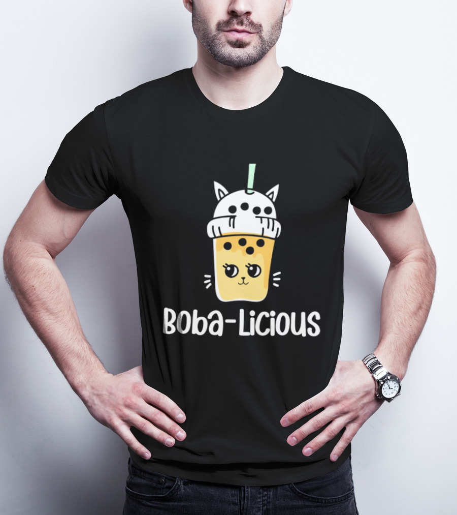 Boba Licious Cute Cat Milk Tea Kawaii Bubble Tea Drink T-Shirt