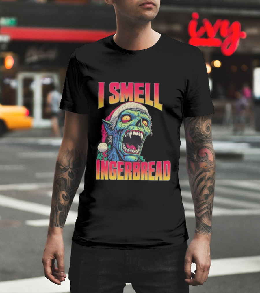 I Smell Gingerbread Christmas Zombie Santa T-Shirt