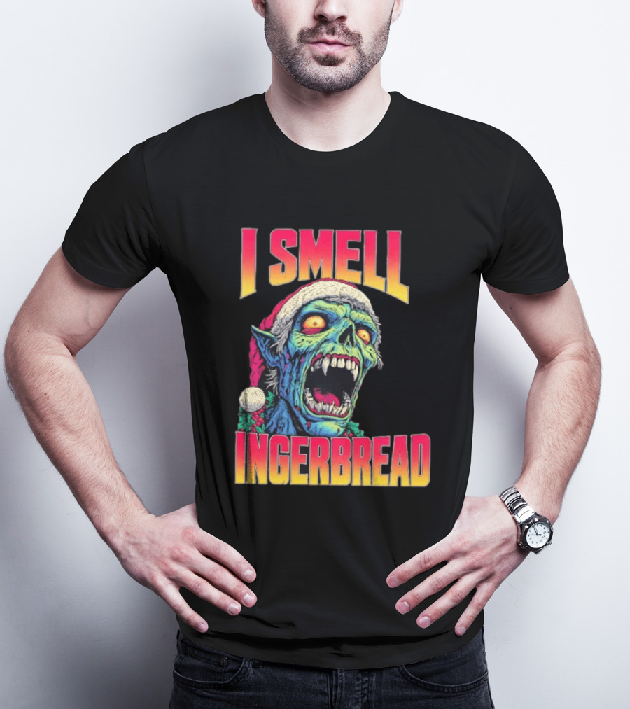 I Smell Gingerbread Christmas Zombie Santa T-Shirt