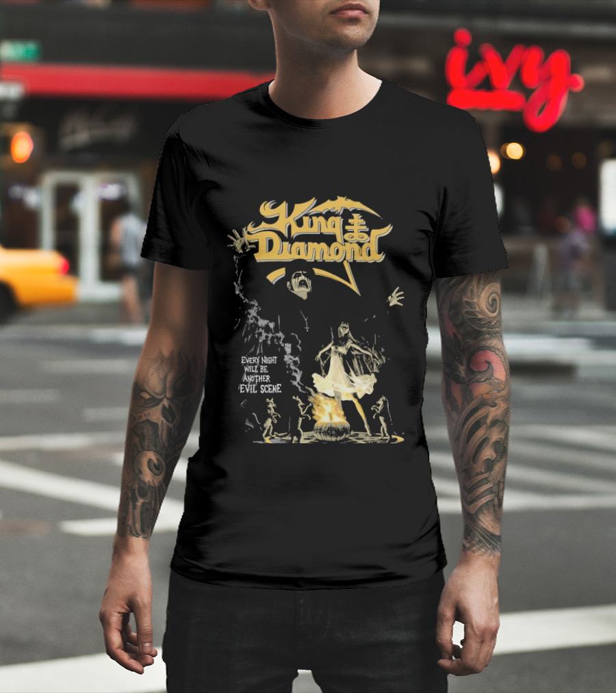 King Diamond Every Night Will Be Another Evil Scene Halloween Bat Cross Skeleton T-Shirt