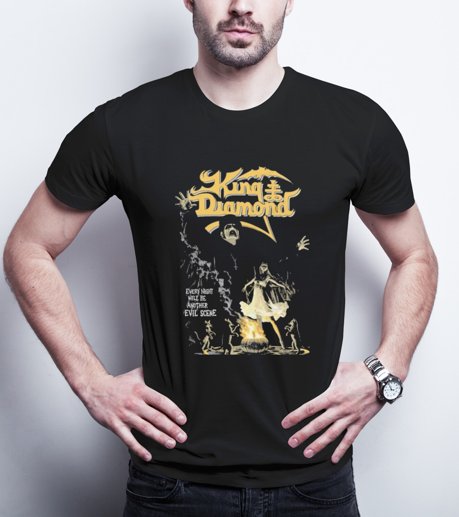 King Diamond Every Night Will Be Another Evil Scene Halloween Bat Cross Skeleton T-Shirt