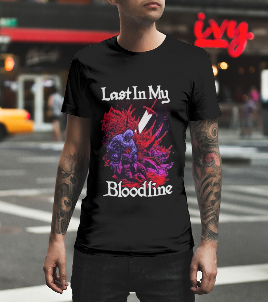 Last In My Bloodline Dark Fantasy Knight Dragon Battle T-Shirt