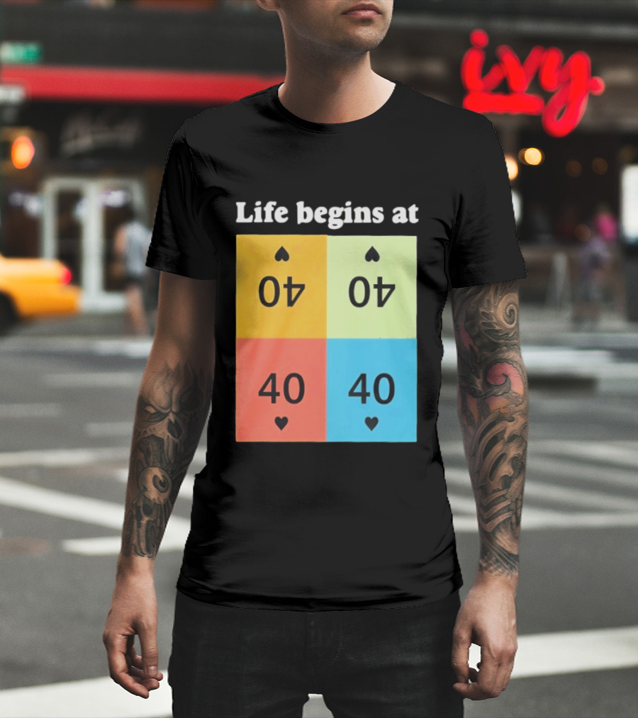 Life Begins At 40 Colorful Spade Cards T-Shirt