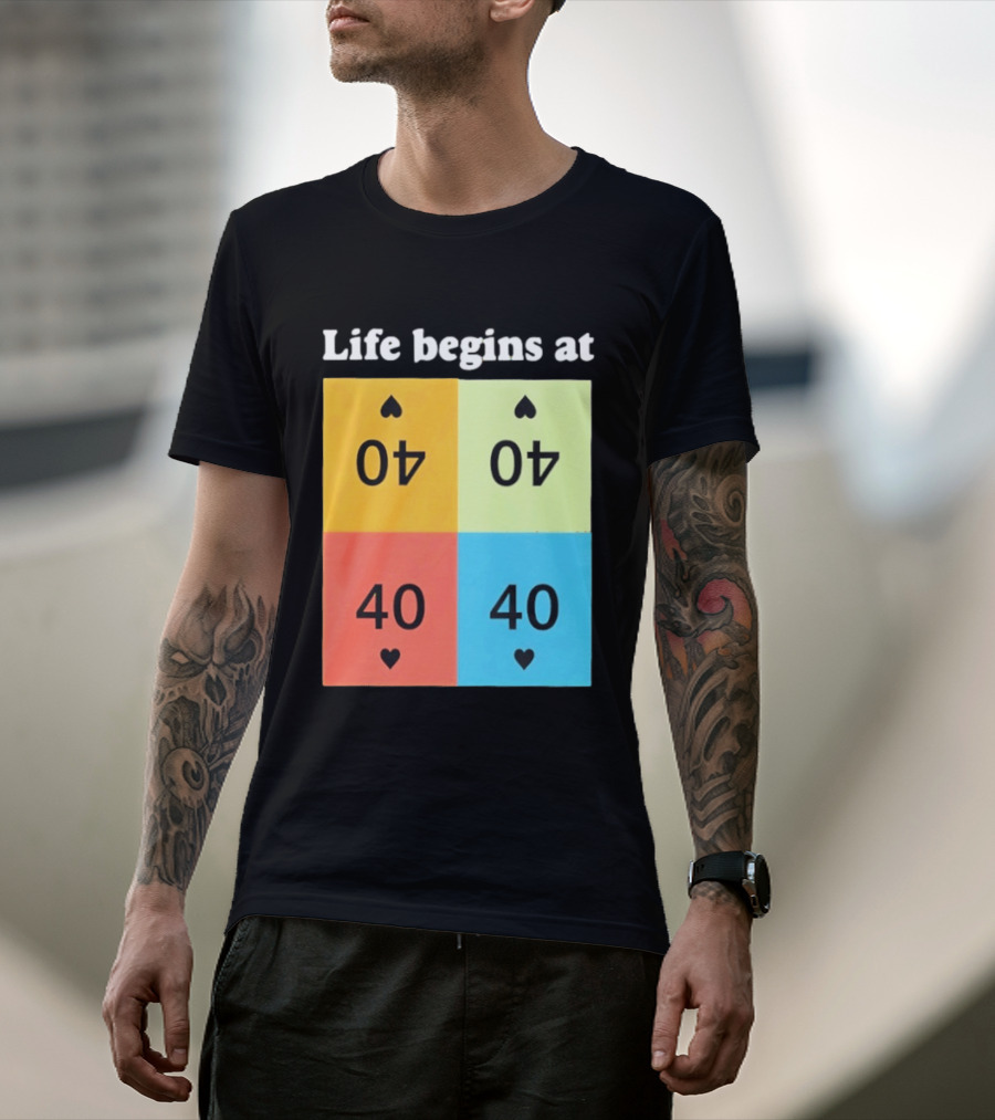 Life Begins At 40 Colorful Spade Cards T-Shirt