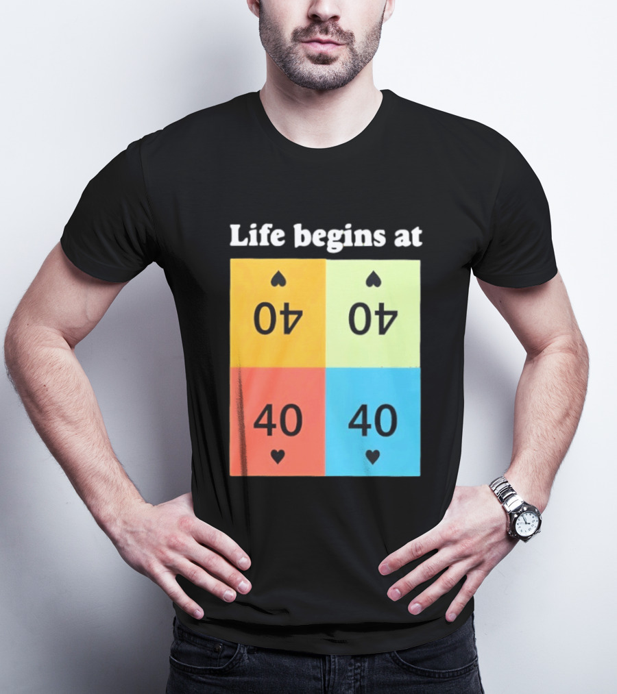 Life Begins At 40 Colorful Spade Cards T-Shirt
