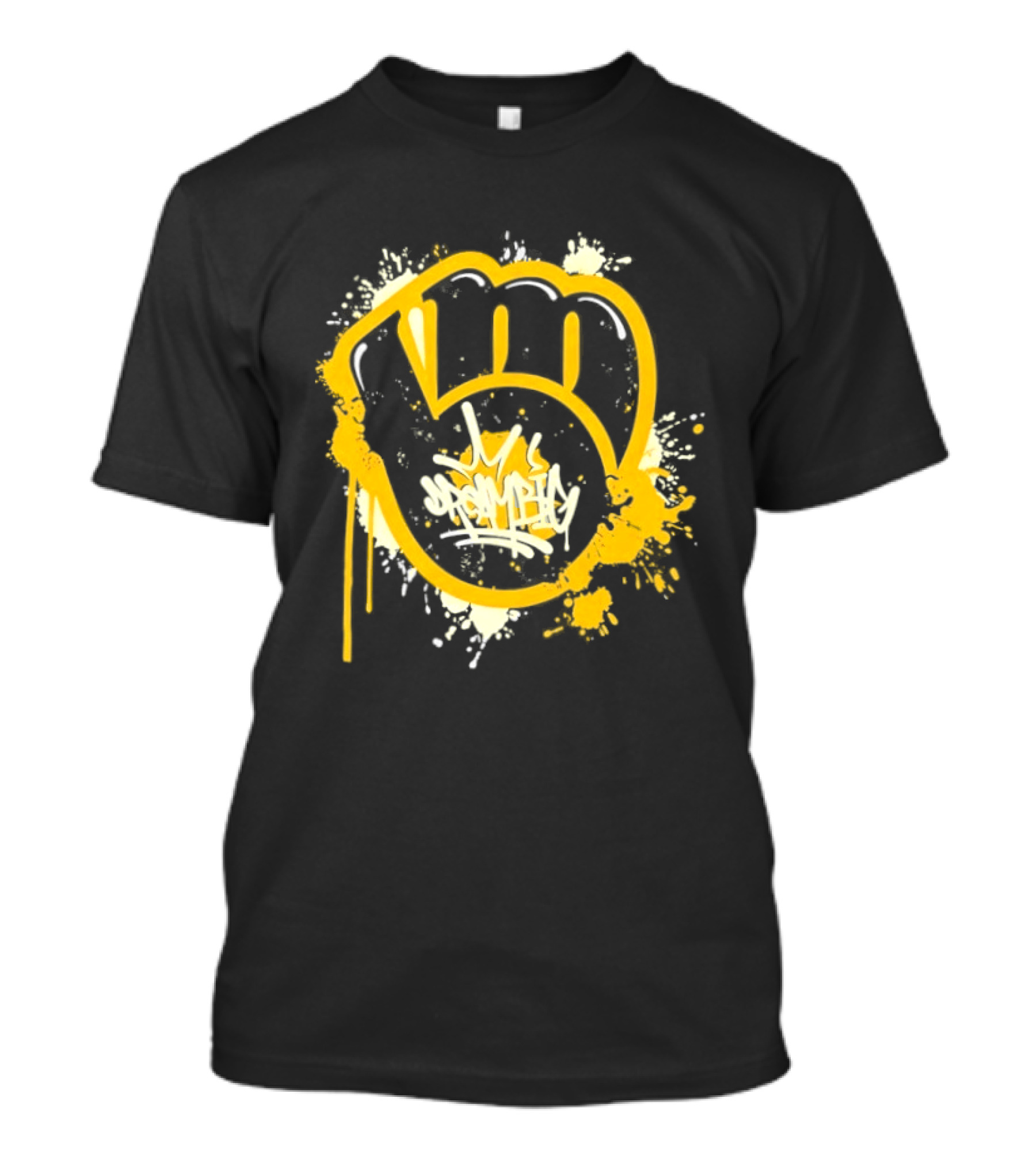 Milwaukee Brewers Graffiti Power Fist Paint Splatter T-Shirt