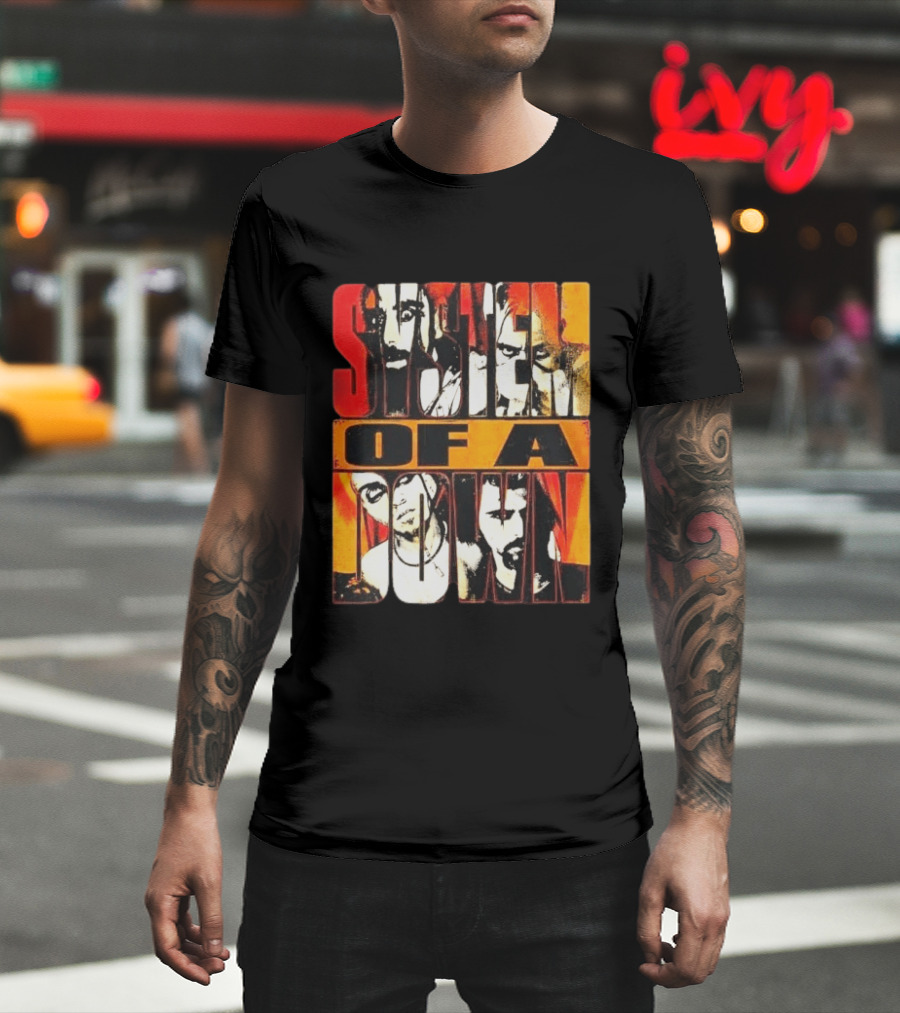System Of A Down Face Collage Sick New World Festival Texas 2026 Heavy Metal Rock Band T-Shirt